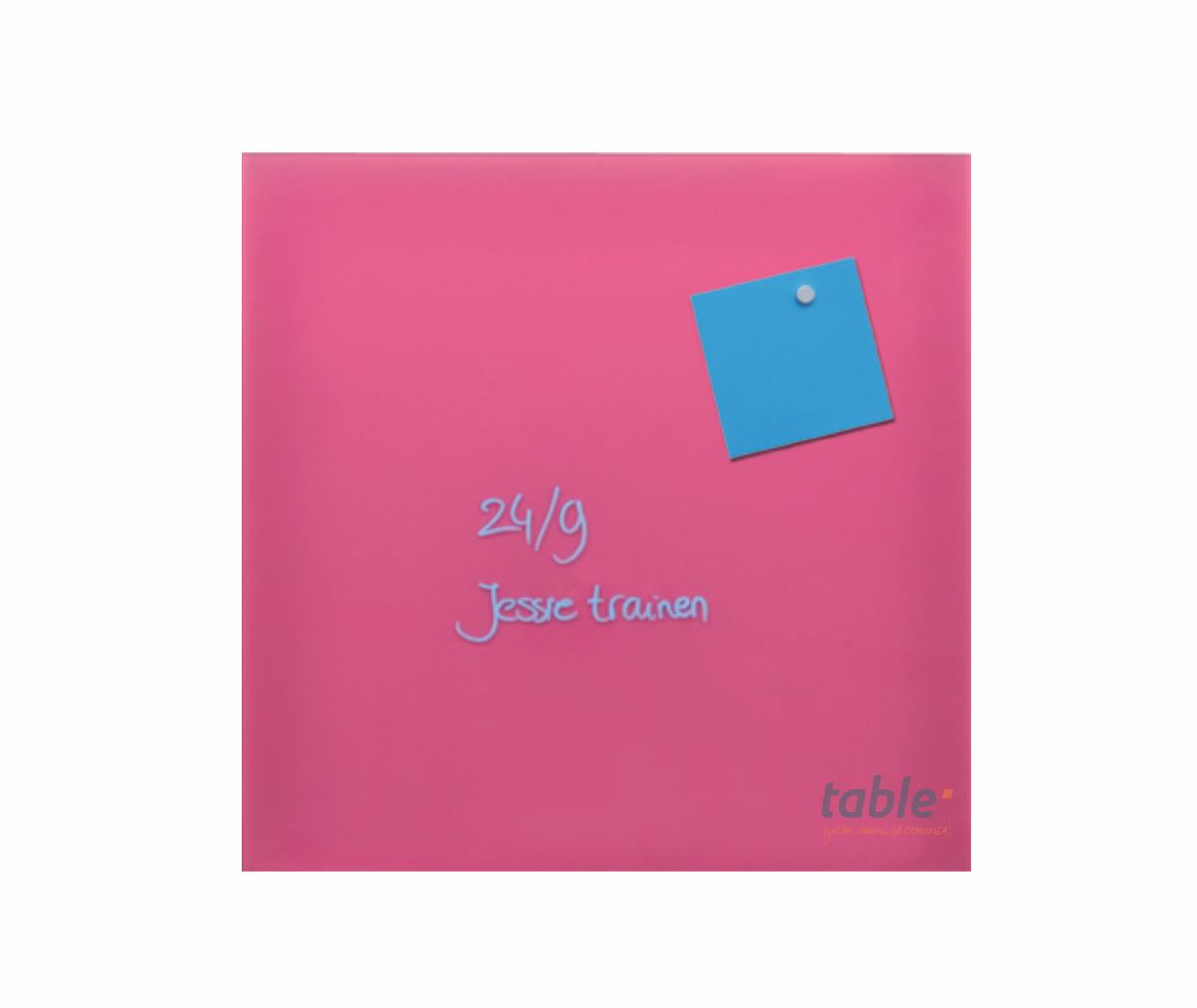 Tabla din sticla magnetica roz 35x35 cm, tabla sticla pentru scriere.